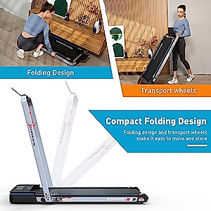 CITYSPORTS Folding Treadmill, Compact Foldable Treadmill, Electric Treadmill 1400W Motorized Running, Folding Treadmill Under Desk Electric Treadmill (Blue&Black)