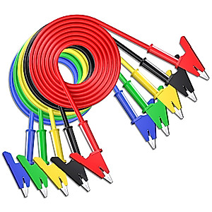 Goupchn 5PCS Alligator Clips Test Leads Dual Ended Crocodile Wire Cable with Insulators Clips Test Flexible Copper Cable for Electrical Testing 3.3ft/1m