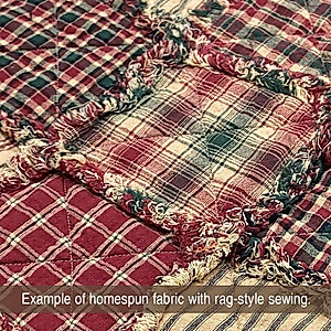 Vintage Christmas 3 Cotton Homespun Plaid Fabric by JCS - Sold by The Yard