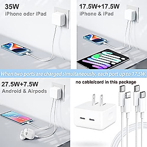iPhone 35W Dual USB-C Port Compact Power Adapter, PD 3.0 GaN Foldable USB Type C Plug Fast Wall Charger Block for iPhone 14 13 12 11 Pro Max Plus Mini, iPad, AirPods, MacBook Air and More
