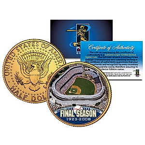 OLD YANKEE STADIUM 2008 JFK Half Dollar Coin Gold Plated HOUSE THAT RUTH BUILT