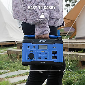 AIVOLT Portable Power Station 300W/266Wh Mini Solar Powered Generator, Backup Lithium Battery with LED Light 120V Pure Sine Wave AC Outlets(Surge 600W), USB-C Ports, Wireless Charging, for Outdoor Camping Emergency Home CPAP Backup