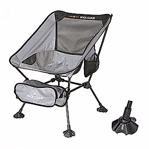 ROCK CLOUD Portable Camping Chair Ultralight Folding Chairs Outdoor for Camp Hiking Backpacking Lawn Beach Sports, Grey