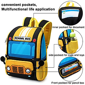 Kids Backpack for Boys Girls Preschool Bookbags 3D Cartoon Daycare Toddler Bags Yellow and Blue