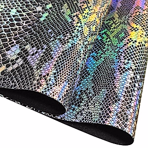 HYANG Snake Embossed Black PU Faux Leather Sheets 1 Rolls 12"X53"(30cmX135cm), Faux Leather Very Suitable for Leather Earrings, Bows, Handbag ，Sewing ，Crafts Making