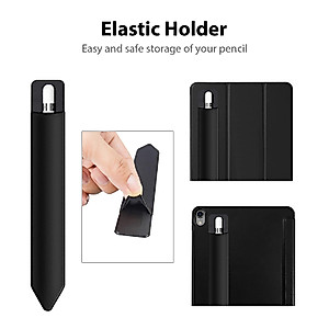 Doormoon Pencil Holder for iPad 2018 (6th Gen)/ iPad Air/ 9.7 / Pro 10.5"/12.9", Detachable Elastic Apple Pencil 2nd Gen Leather Sleeve Pocket Pouch (Black x 2)