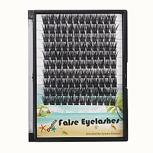 Dedila Large Pack 8-20mm to Choose D Curl Cluster Eyelash Extensions D Curl Wide Stem Individual False Eyelashes Dramatic Volume Eye Lashes Set Home DIY Lashes (14mm)