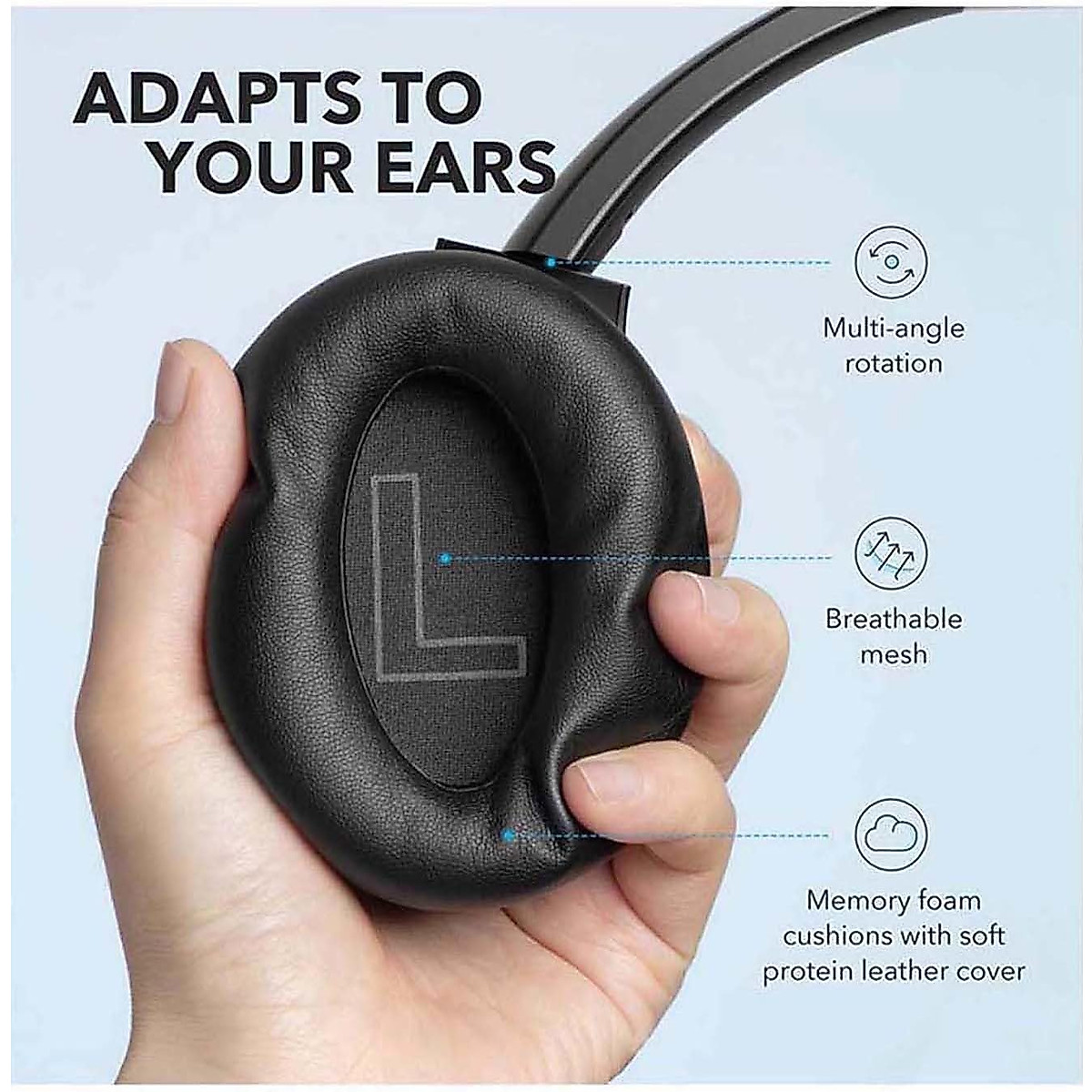 Anker Soundcore Life Q20 Hybrid Active Noise Cancelling Headphones, Wireless Over Ear Bluetooth Headphones with 40H Playtime, Hi-Res Audio, Deep Bass, Memory Foam Ear Cups and Headband (Renewed)