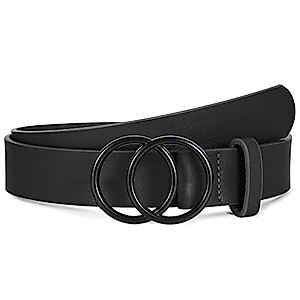 SUOSDEY Women Leather Belt Fashion Double O-Ring Soft Faux Leather Waist Belts For Jeans Dress