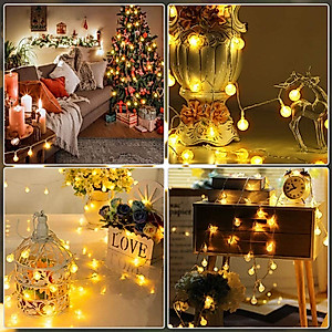 Battery Powered String Lights（2-Pack）, 50-LED Globe String Lights with 8-Lighting Modes, Battery Operated Waterproof String Lights for Home, Party, Christmas, Wedding, Garden Decoration 33.4ft