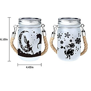 Solar Lantern 2 Pack Outdoor Hanging Glass Solar Light for Patio Garden Path Way Party Camping Decor Lamp