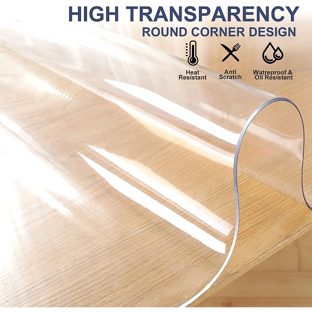 Large Clear Hardwood Floor Protector - Transparent PVC Desk/Chair Mat, 1.5mm Thick Waterproof Rectangle PVC Vinyl Plastic Rug, Easy to Clean, 32 40 48 56 64 72 80 88 96 104 112 120 128 136 144 152 in