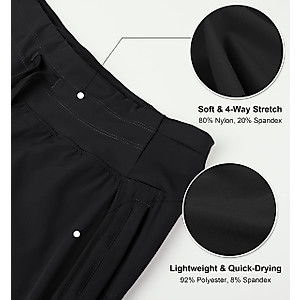 Dyorigin Women's 7" Athletic Running Shorts with 3 Zipper Pockets Long High Waisted Shorts Women for Workout Gym Hiking(Black Large)