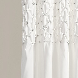 Lush Decor Bayview Curtains-Pintuck Textured Semi Sheer Window Panel Drapes Set for Living, Dining, Bedroom (Pair), 84" x 54", White