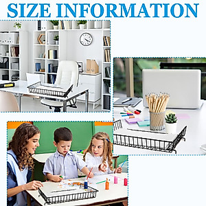 Hicarer 2 Pcs 2 Pcs Metal Paper Tray 11 x 17 Inch Iron Wire Grid Desk File Document Letter Tray 11 x 17 Paper Desk Organizer Wide Entry Basket for Office Home (Black)