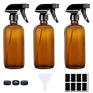 Amber Glass Spray Bottles, 3 Pack 8 Oz Amber Spray Bottles, Refillable Empty Spray Bottles with Adjustable Nozzle, for Essential Oils, Cleaning Solutions, Aromatherapy, Facial Hydration, Hair Mister