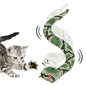 FauKait Cat Toys Snake Interactive,Kitten Toys,Realistic Simulation Smart Sensing Snake Toy,USB Rechargeable,Automatically Sense Obstacles and Escape,Tricky Snake for Indoor Cats Dogs(Green Snake)