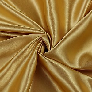 SARVAM FASHION Satin Fabric 5 Yard Bridal Solid for Wedding Dress Fashion Crafts Costumes Decorations Silky Satin 44” - (5 Yard, Gold)