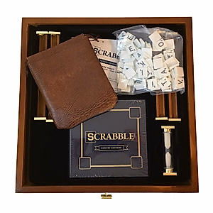 WS Game Company Scrabble Trophy Luxury Edition with Rotating Wooden Game Board