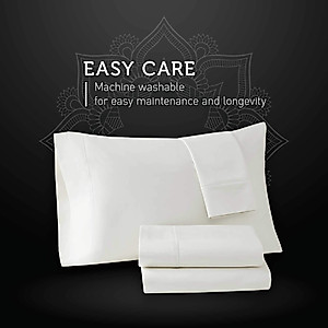 Hyde Lane 100% Cotton Ivory Boho Bedding Set King Size, Included Duvet Cover、Fitted Sheet、Flat Sheet 、Shams