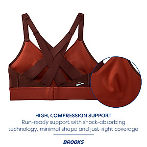 Brooks Women's Interlace Sports Bra for High Impact Running, Workouts & Sports with Maximum Support - Copper/Run Raisin - 30 A/B