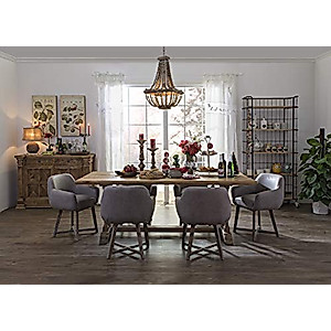 Creative Co-Op Wood & Metal Framed Chandelier with Wood Bead Draping