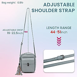 Keyli Crossbody Cell Phone Bags for Women Fashion Casual Leather Small Crossbody Purse Double Zipper waterproof Anti-theft Shoulder Bag Handbag Satchel Wallet with Card Slots Tassel Blue