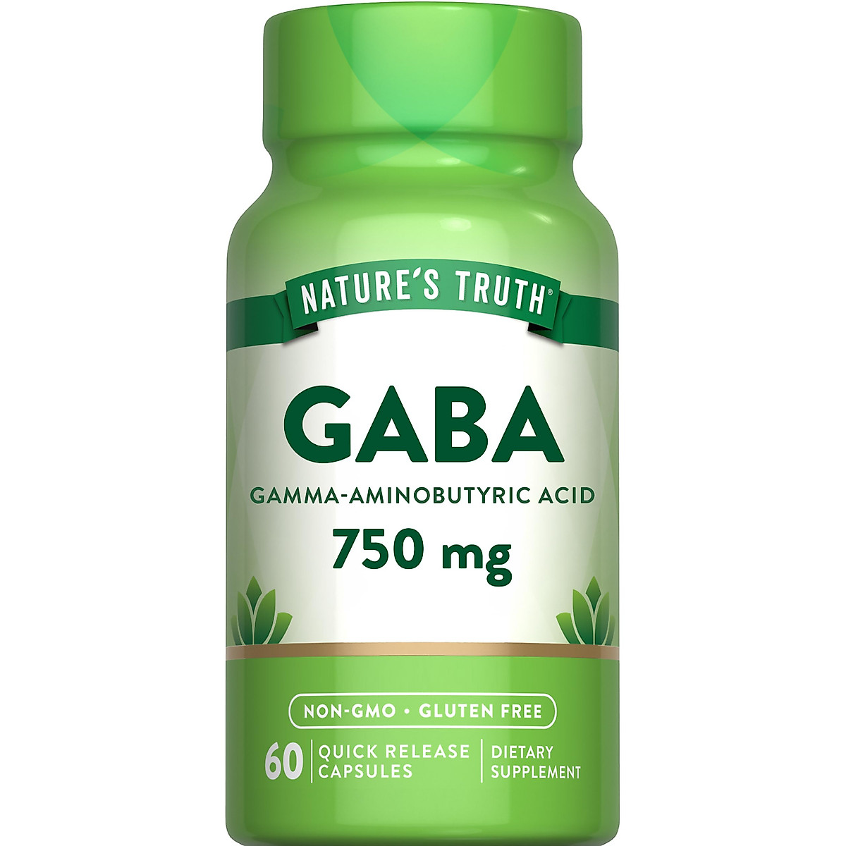 Nature's Truth GABA 750mg | 60 Capsules | Gamma Aminobutyric Acid Supplement | Non-GMO & Gluten Free Supplement