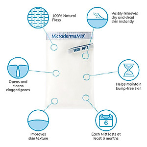 MicrodermaMitt Deep Exfoliating Mitt for Shower – Dead & Dry Skin Remover - Keratosis Pilaris – Body Exfoliator Glove for Men & Women - No Dyes