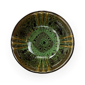 Elama Stoneware Round Oval Dinnerware Dish Set, Jade Green