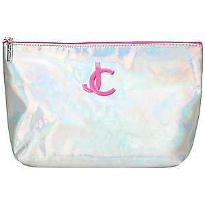 Juicy Couture Women's Cosmetics Bag - Travel Makeup and Toiletries Top Zip Wedge Pouch, Size One Size, Metallic