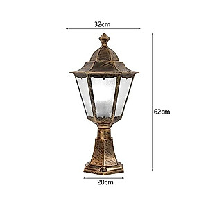 MODEBHD Rustproof Patio Column Light High Brightness E27 Edison Glass Post Lamps Outdoor Waterproof Aluminum Pillar Lantern for Villa Garage Clubhouse Swimming Pool Floor-Standing Lighting