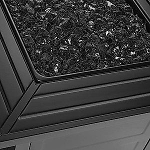 Endless Summer 30 Inch Square 30,000 BTU LP Gas Outdoor Fire Pit Table with Steel Mantel, Slate Finish, Black Fire Glass, and Protective Cover, Black