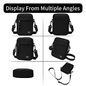 Vaupan Small Crossbody Bag Shoulder Bag For Men, Women Mini Messenger Bag Water Resistant Satchel Bag for Work Travel Business (Black)