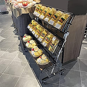 Adjustable 3-Tier Metal Wire Storage Shelf Display Rack with Wheels - Heavy Duty Organizer for Kitchen, Laundry, Bathroom, Pantry, Closet, Garage