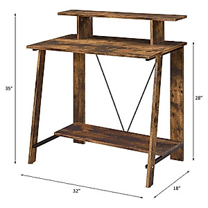 Acme Furniture Nypho Writing Desk, Rustic Oak and Black