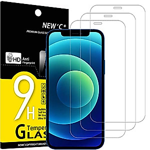 NEW'C [3 Pack] Designed for iPhone 12 and iPhone 12 Pro (6.1) Screen Protector Tempered Glass, Case Friendly Ultra Resistant