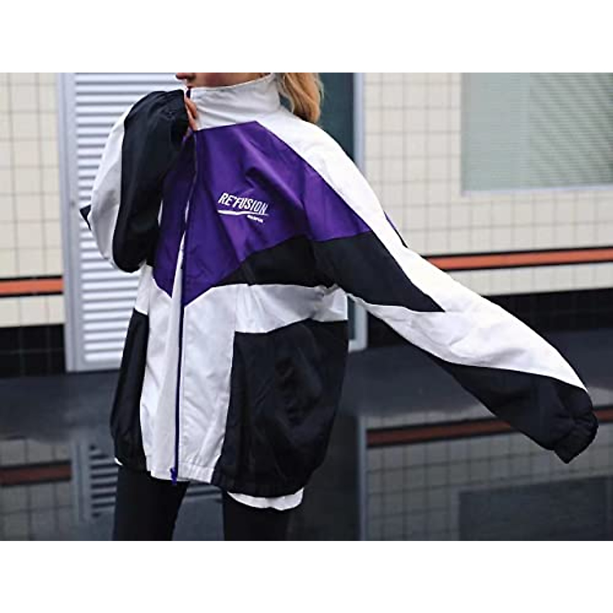 XPONNI Y2k Jacket for Women Zip Up Jacket Y2k Clothing Varsity Jacket Women Oversized Lightweigh Jacket Women (Blue,M)