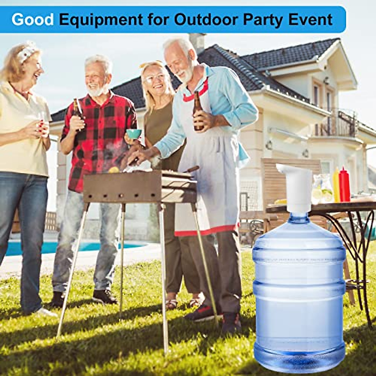 Bottle Water Pump, Mini 5 Gallon Water Dispenser Automatic Suction, Rechargeable Pressure Water Dispenser