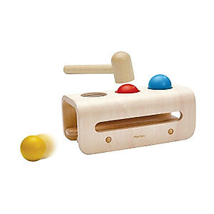 PlanToys Wooden Hammer Balls Pounding and Hammering Toy (5396) | Sustainably Made from Rubberwood and Non-Toxic Paints and Dyes