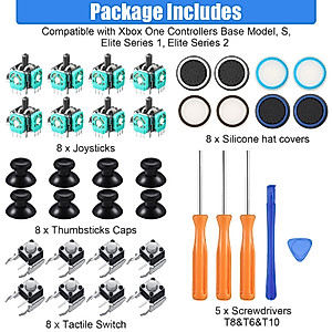 Yunsailing 37 Pcs Analog Joysticks Repair Kit Compatible with Xbox One Controllers, Include Bumper Buttons Replacement Thumbstick Hat Silicone Hat Covers with Screwdriver Repair Parts [video game] [video game]