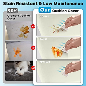 9p Patio Cushion Covers Anti Cat Scratch Leather Outdoor Cushion Covers Replacement 100% Waterproof with Zipper for 4p Patio Furniture, Slipcover for Outdoor Furniture Cushions Cream, Cover Only