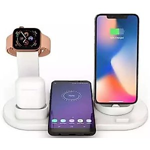 Multi-Port Fast Wireless Charging Station | Universal Contactless Charging Docks | Compatible with Smart Devices, Watch, AirPods Pro, iPhone 14/13/12/11 Pro Max/X/XS/XR 8/Plus (6-in-1 White)
