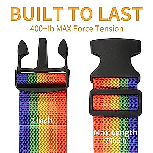 BILIONE Luggage Straps Belts TSA Approved Keep Suitcase Secure While Traveling, 79" Long Add a Bag Premium Accessory for Travel Bag Closure, 4 Pack Yellow Black