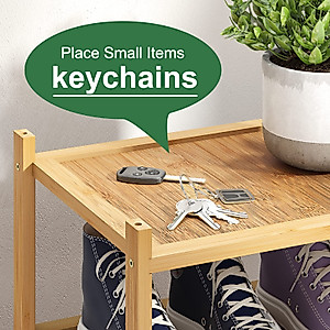 kiplant Small Shoe Rack, Bamboo Wood Shoe Rack for Entryway, Stackable | Foldable | Natural, 3-Tier Shoe Organizer for Hallway Closet, Free Standing Shoe Racks for Indoor & Outdoor