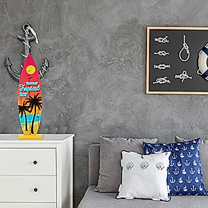 4 Pieces Surfboard Table Decorations Surfboard Beach Signs Welcome to Paradise Sign Tropical Bar Table Centerpieces Endless Summer Wood Sign Flip Flop Table Letters for Home Decor (8.27 x 2.4 Inch)