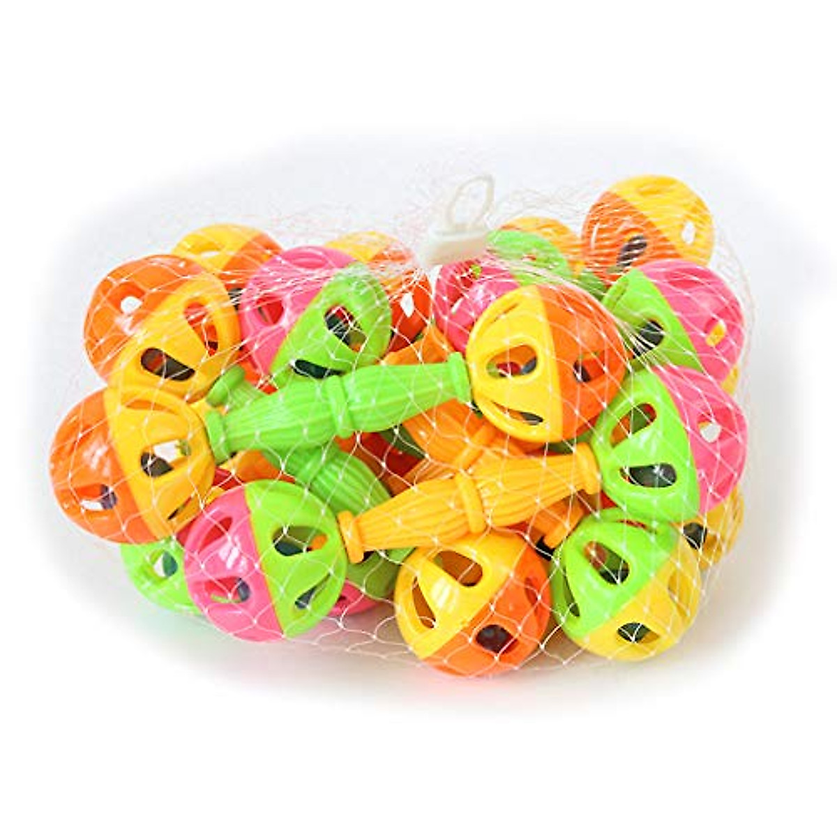 Youngy 2 Pieces Bird Parrot Toy Rattle Birds Fun Exercise Plastic Double-Headed Bell Pet Toys