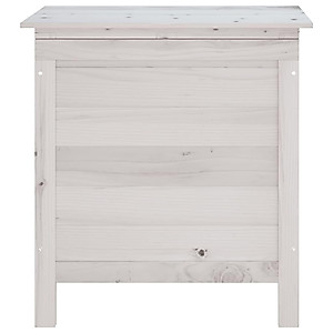 vidaXL Solid Fir Wood Patio Storage Box - White Outdoor Cushion Chest for Garden Tools and Toys with Slatted Base, 19.7x19.3x22.2 Inches