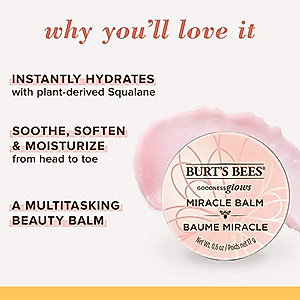 Burt's Bees 100% Natural Origin Goodness Glows Miracle Balm, Hydrates and Softens Dry Skin From Head To Toe, 0.6 Ounce Tin