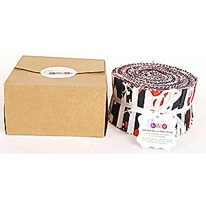 Soimoi 40Pcs Poker Card Print Cotton Precut Fabrics for Quilting Craft Strips 2.5 inches Jelly Roll - White & Black